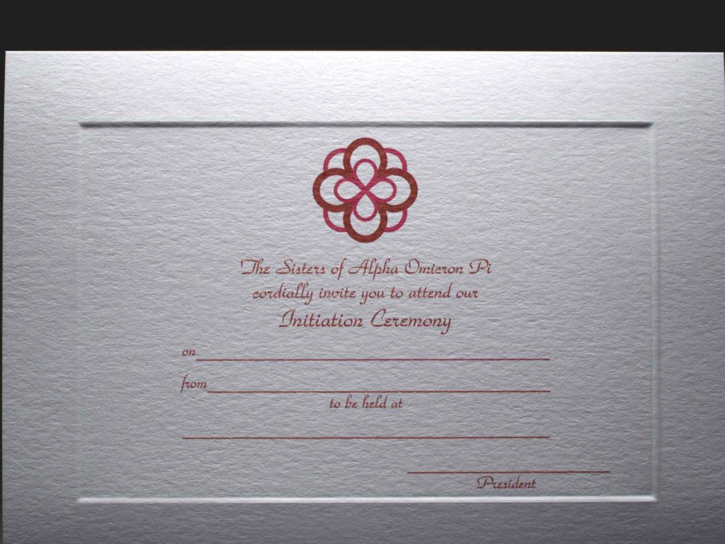 Initiation Invitations Alpha Omicron Pi | GreekStation
