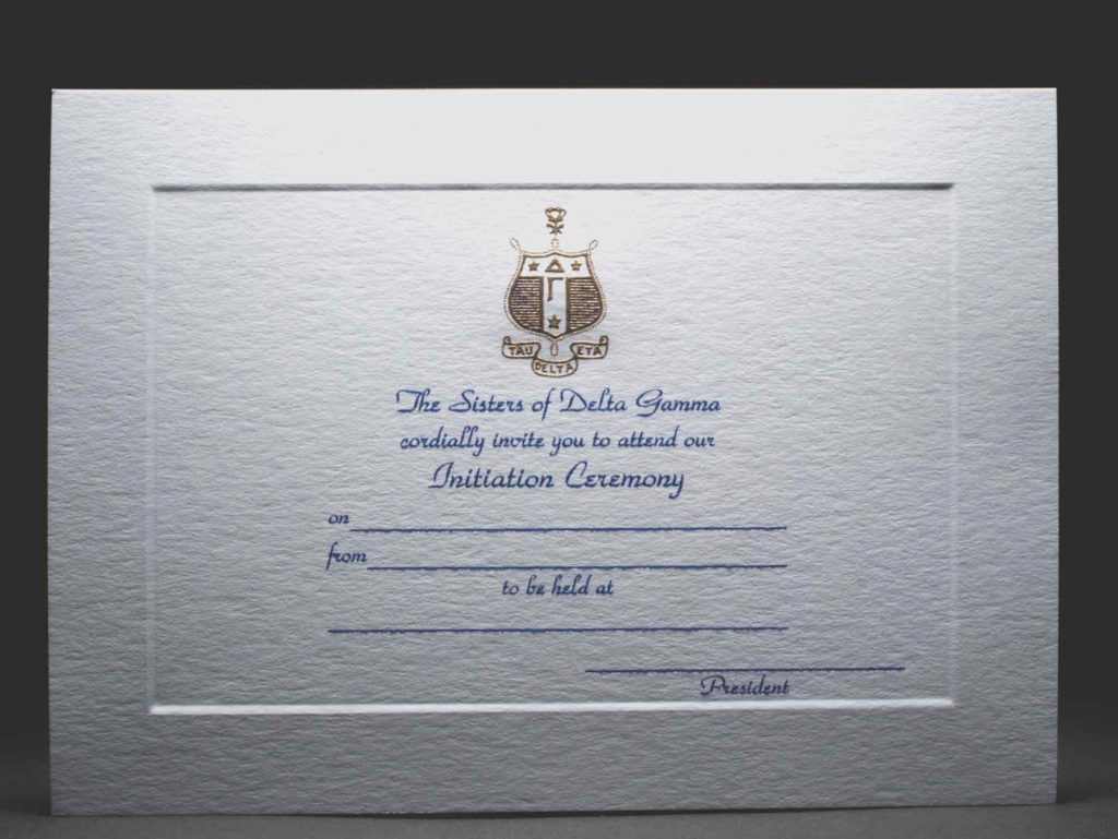 Engraved Initiation Invitations Delta Gamma | GreekStation