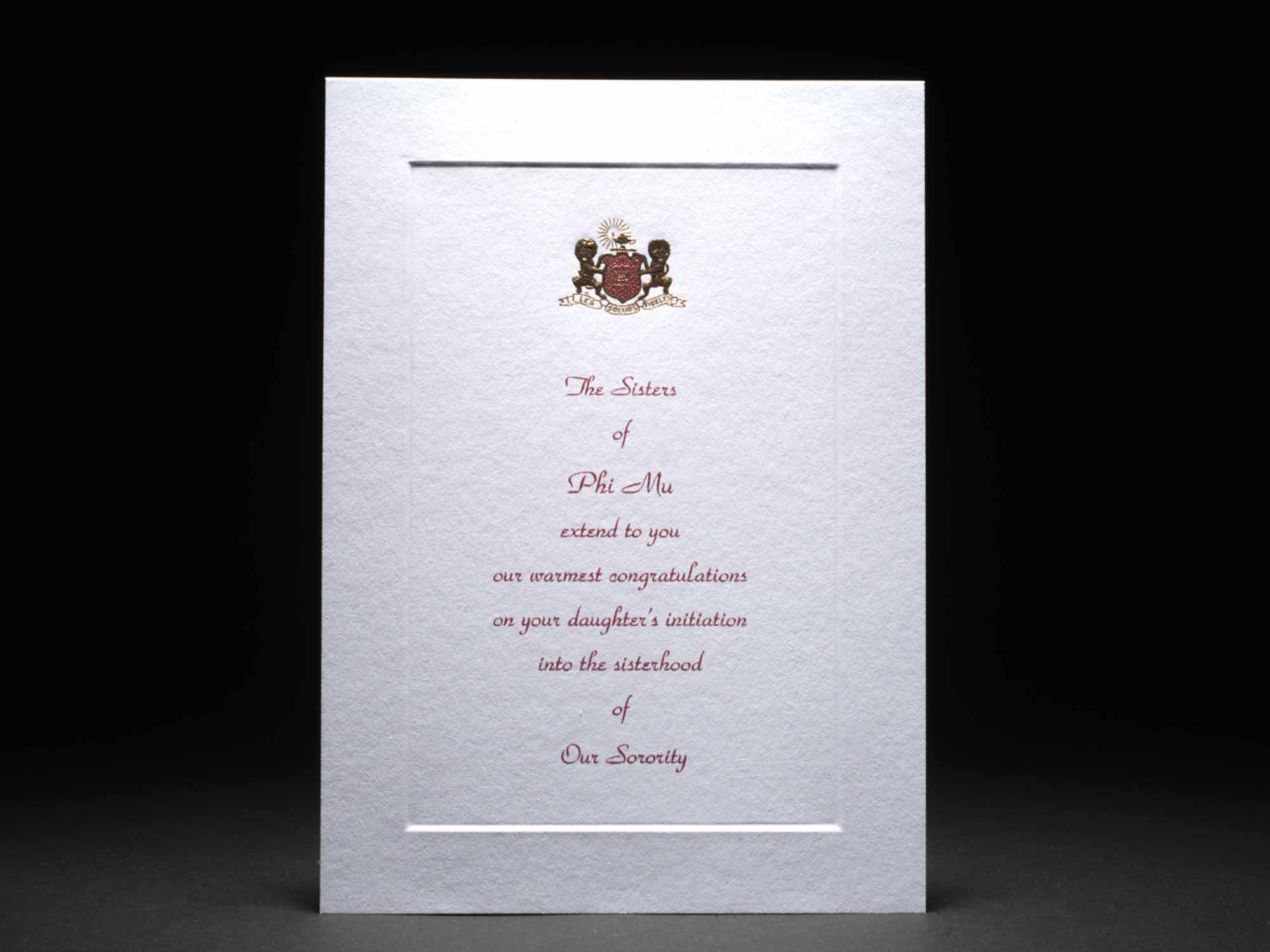 Engraved Parent Congratulations New Initiation Phi Mu | GreekStation