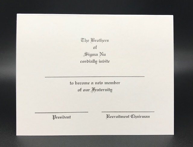 Engraved Bid Day Cards Sigma Nu | GreekStation