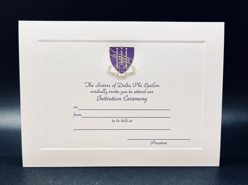 Initiation Invitations Delta Phi Epsilon | GreekStation