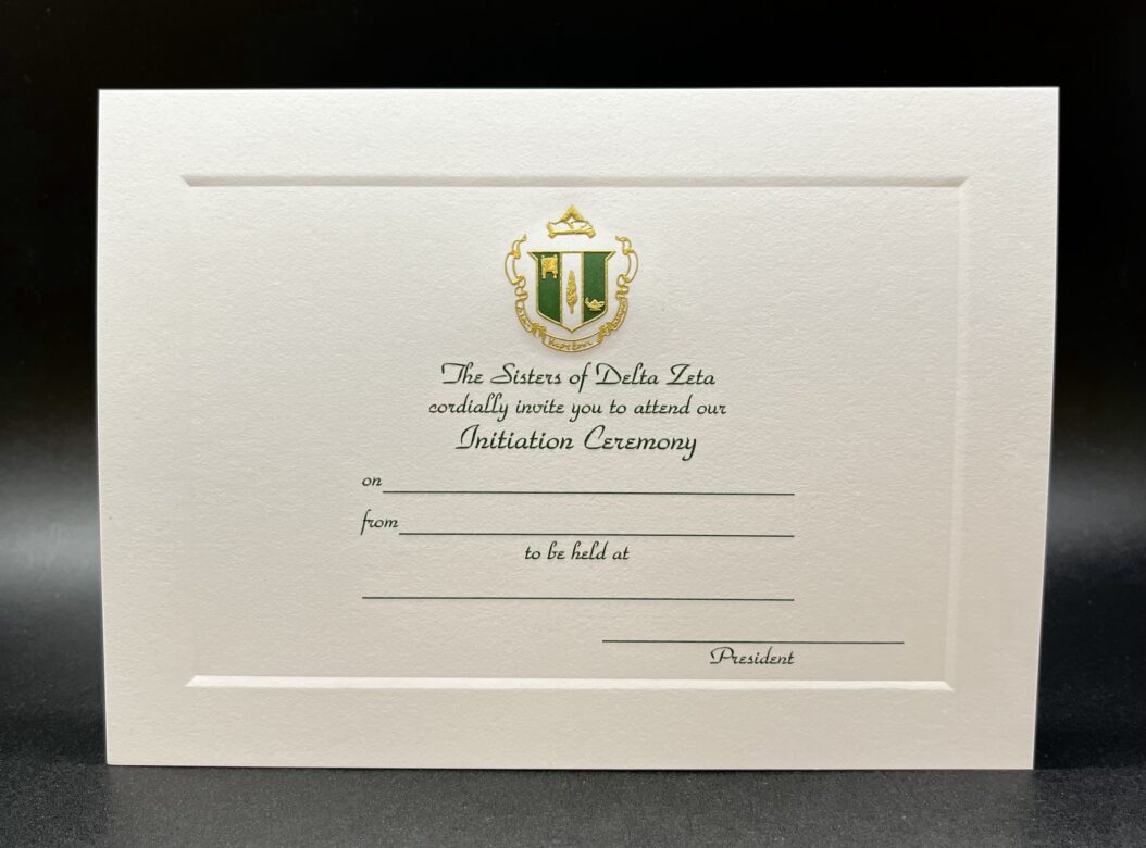 Engraved Initiation Invitations Delta Zeta | GreekStation