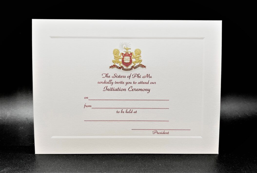 Engraved Initiation Invitations Phi Mu | GreekStation