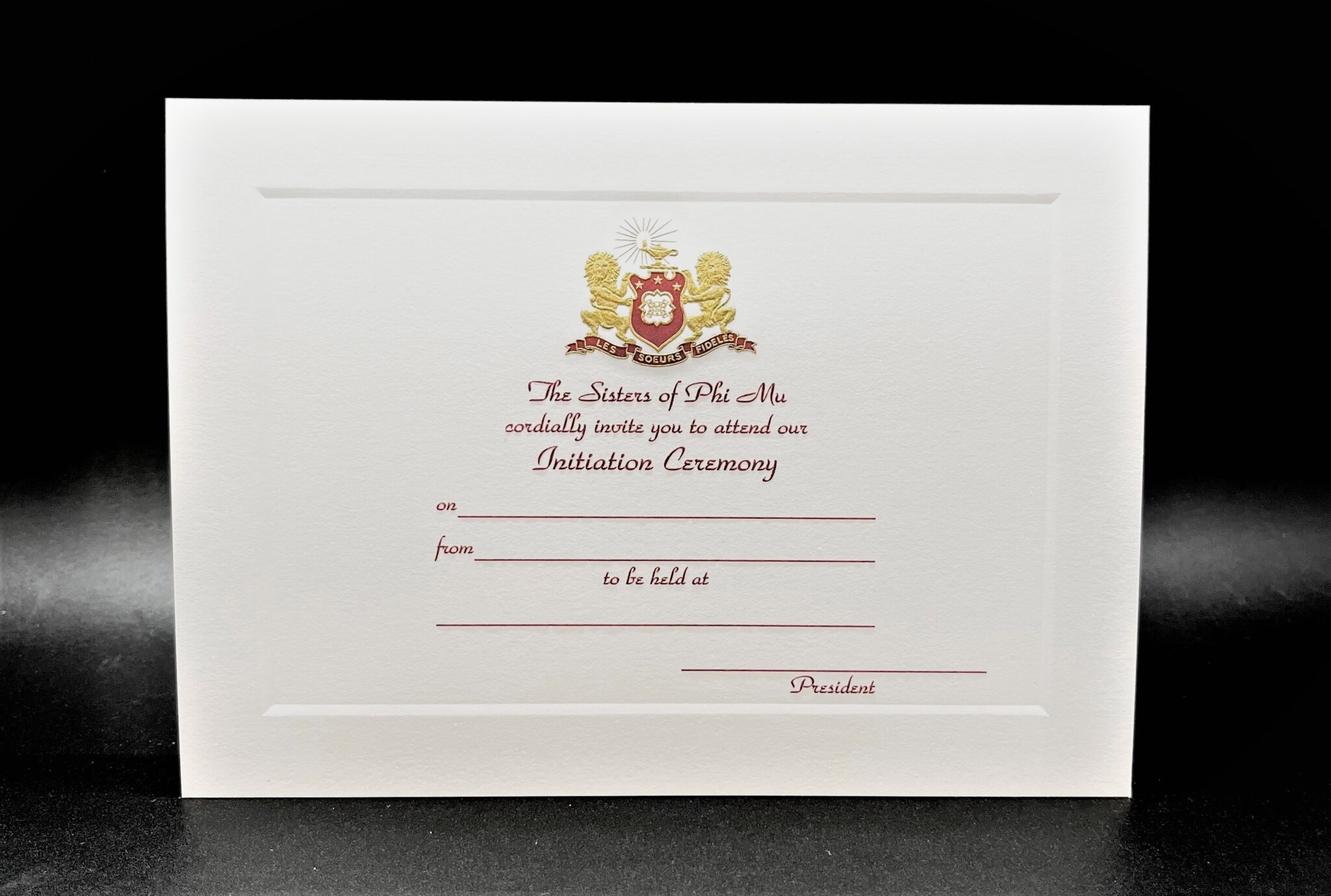Engraved Initiation Invitations Phi Mu | GreekStation