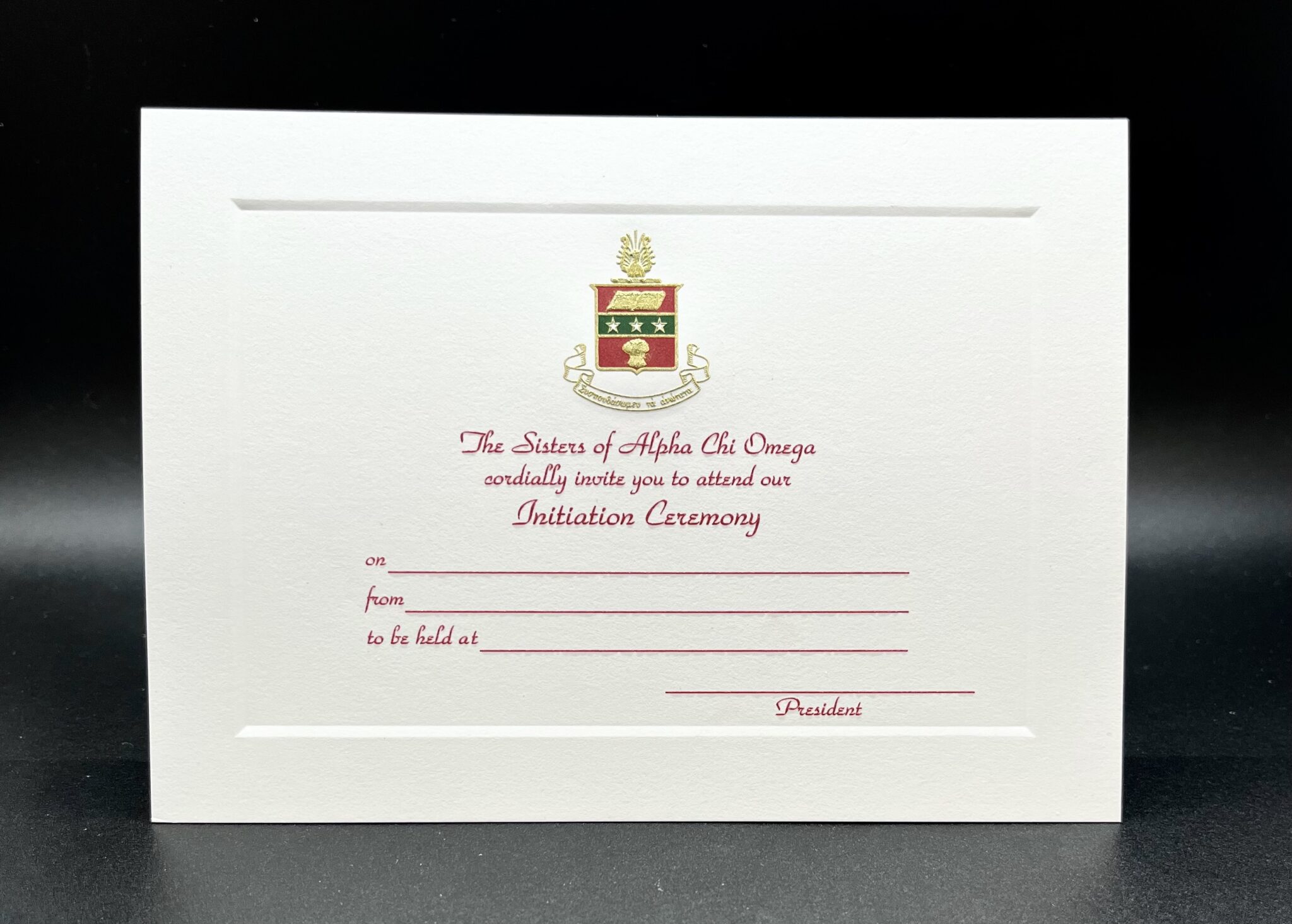 Engraved Initiation Invitations Alpha Chi Omega | GreekStation