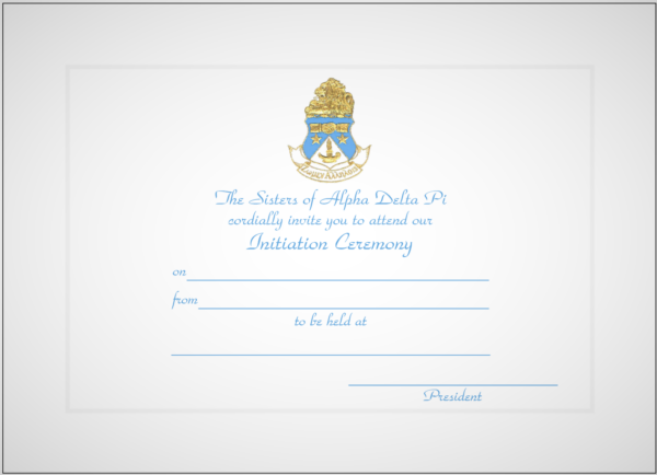 Engraved Initiation Invitations Alpha Delta Pi | GreekStation