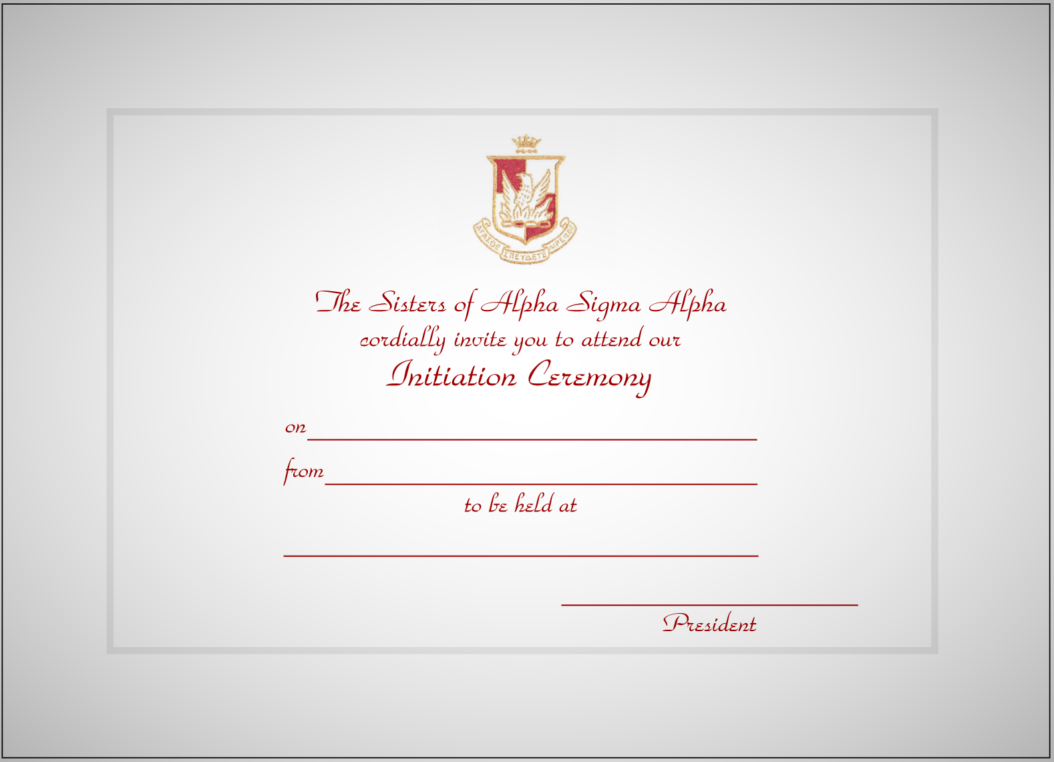 Initiation Invitations Alpha Sigma Alpha | GreekStation