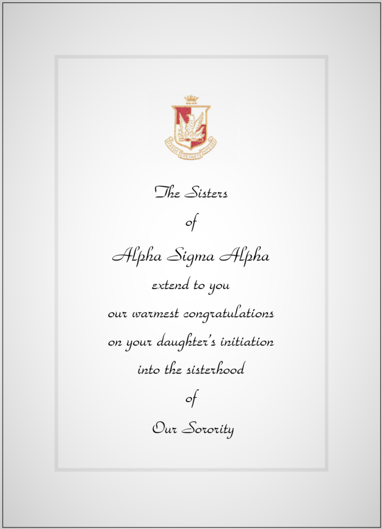 Parent Congratulations Initiation Alpha Sigma Alpha | GreekStation